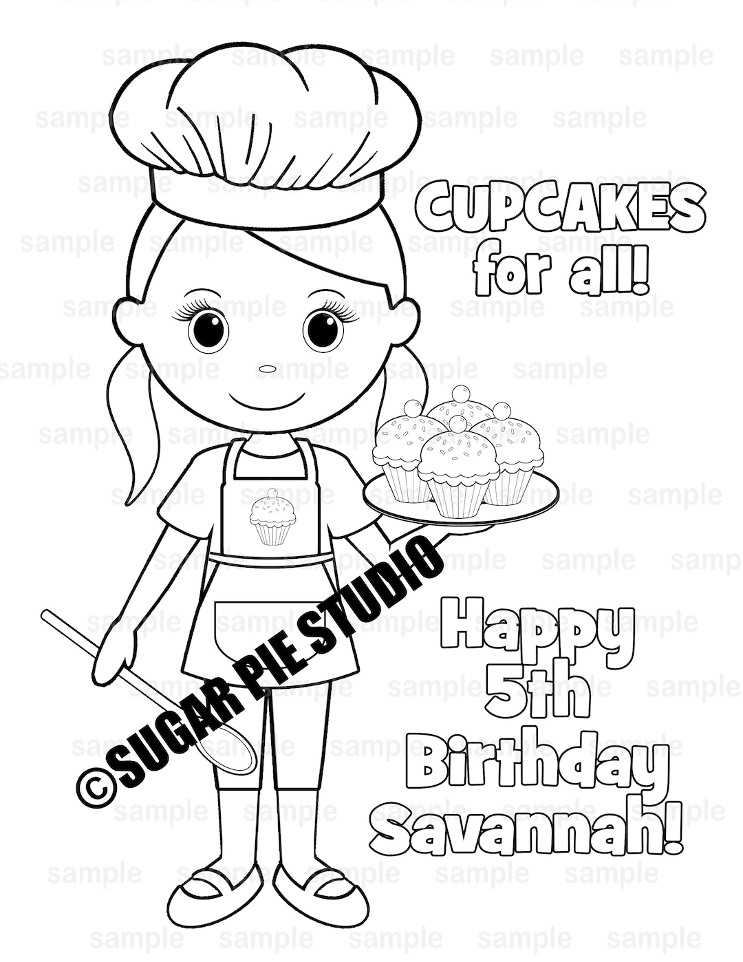 Personalized Baker Coloring Page Birthday Party Favor Colouring ...