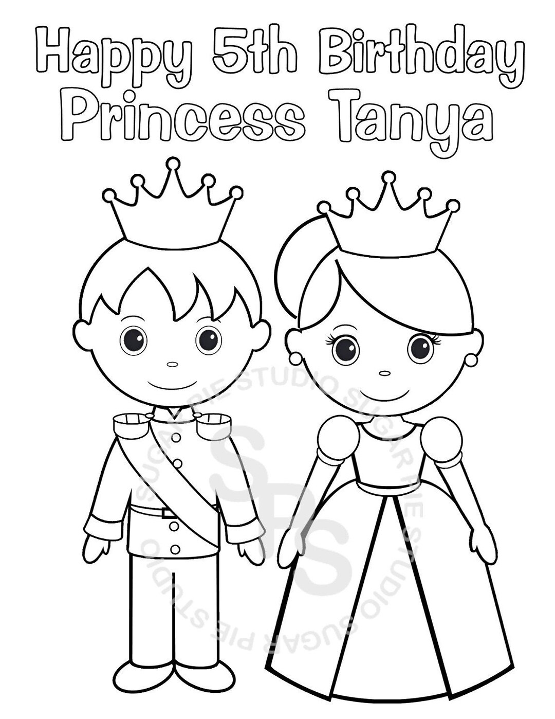 Personalized Princess Coloring Page Birthday Party Favor Colouring ...