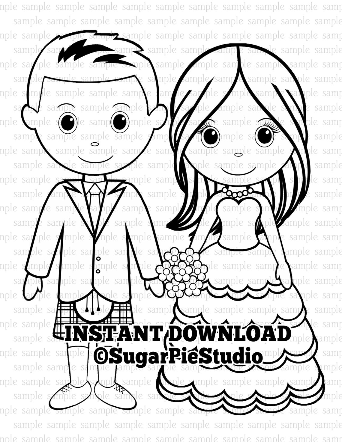 WEDDING COLORING Page Kilt Kids Table Activity Favor - Etsy
