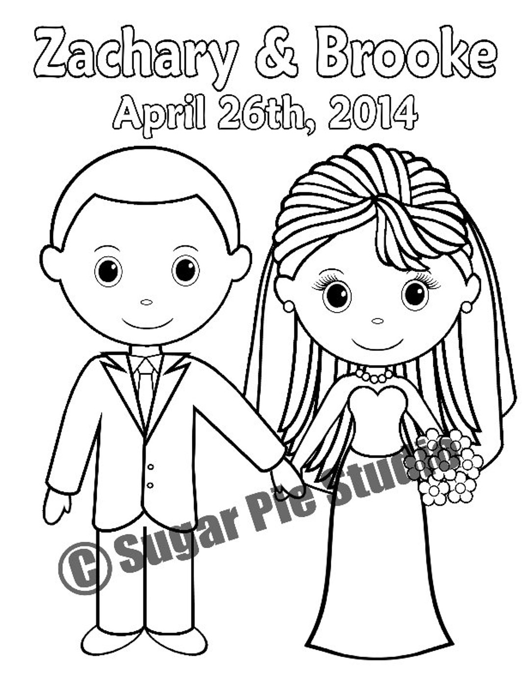 Personalized Printable Bride Groom Wedding Party Favor Childrens Kids ...