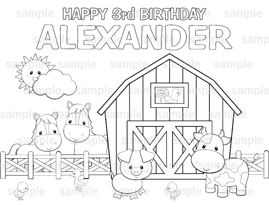Personalized Printable Farm Birthday Party Favor Childrens Kids ...