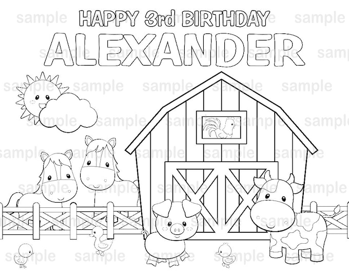 Personalized Printable Farm Birthday Party Favor Childrens Kids ...