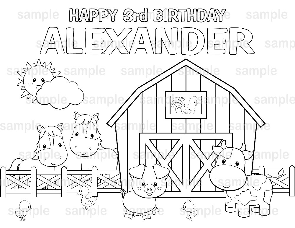 Personalized Printable Farm Birthday Party Favor Childrens Kids ...