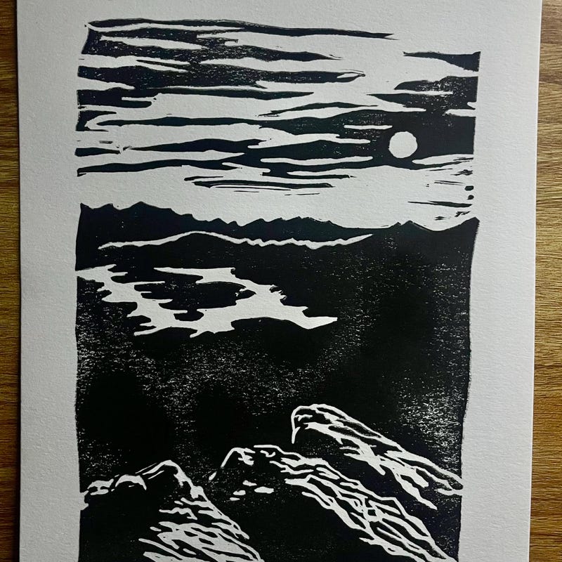 Mountain Linocut - Etsy