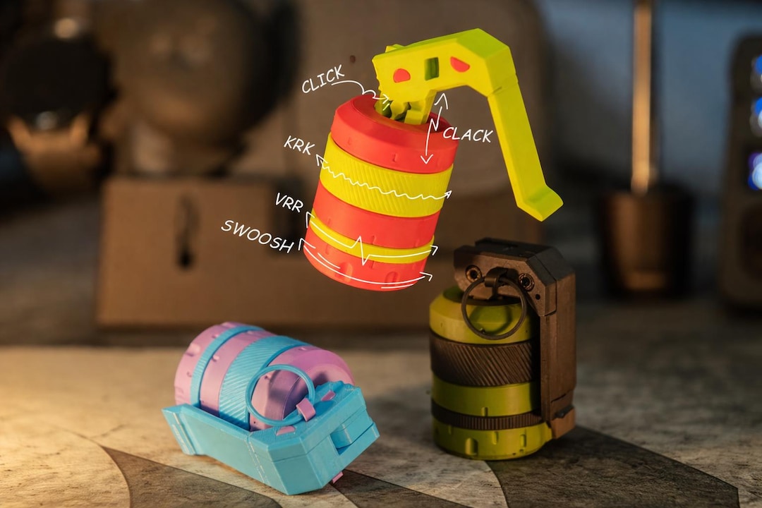 3D Printed Fidget Grenade Toy – 5-in-1 Stress Relief Spinner - Etsy