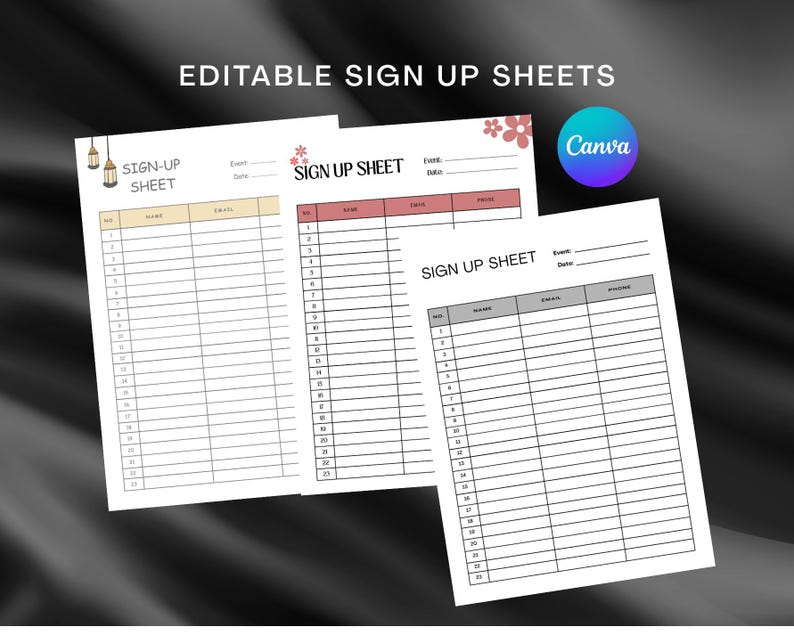 Sign up Sheet Canva Template | Editable Sign up Form | Printable ...