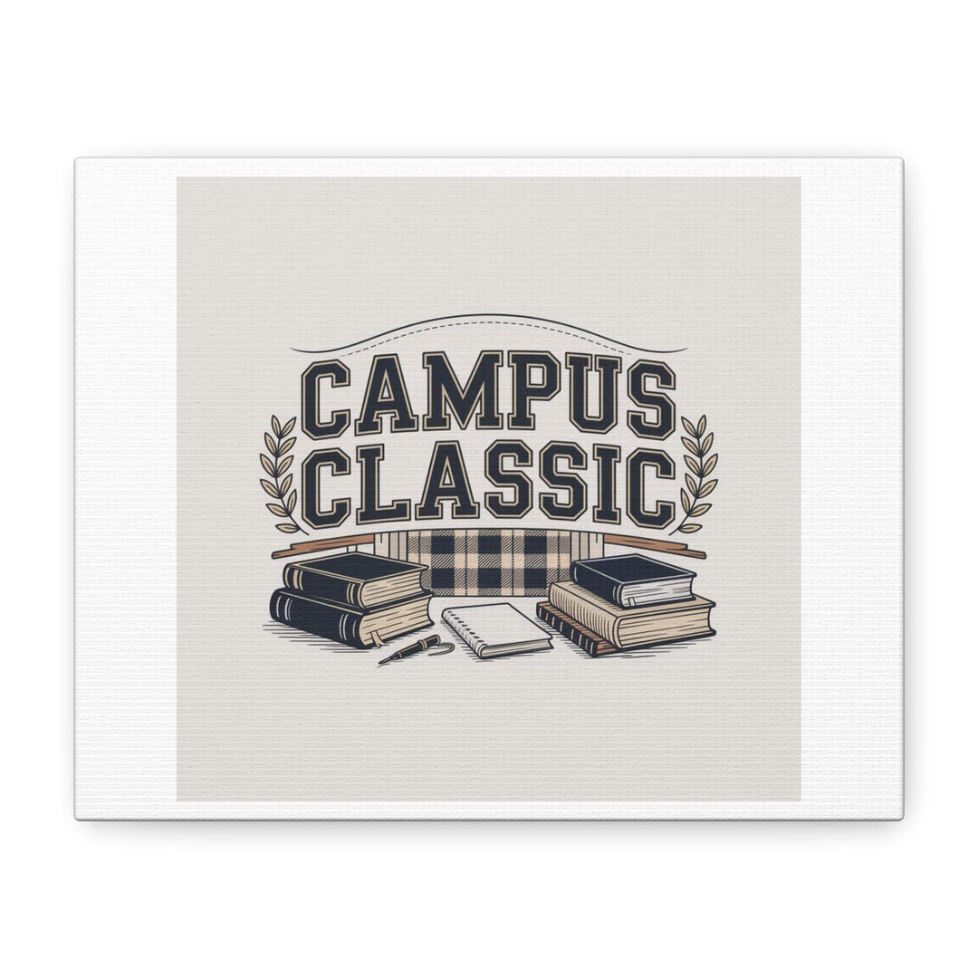 Campus Classic Canvas, Plaid Crest Academic Print | Preppy Collegiate ...