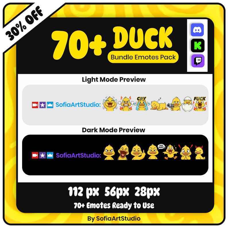70+ Duck Emotes Pack | Kawaii Chibi Animal Emotes | Twitch Discord Kick ...