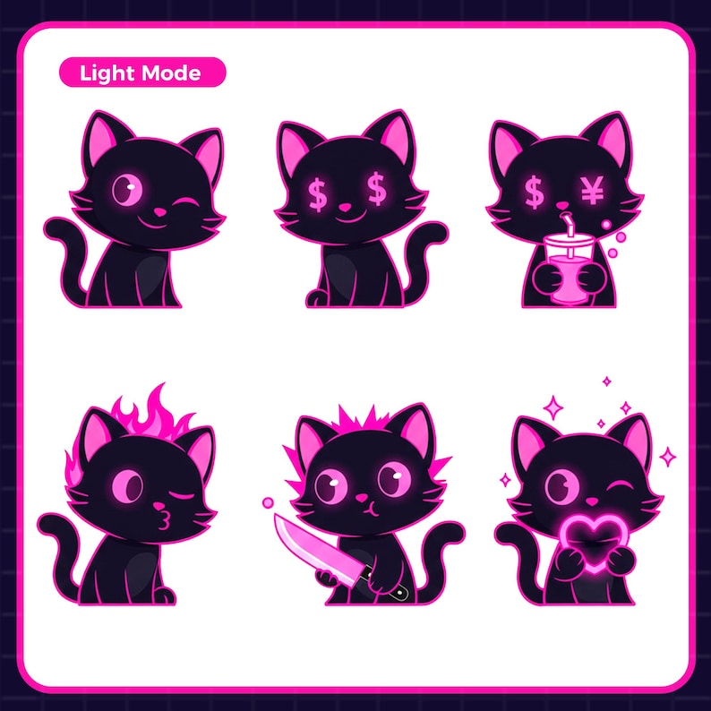 50 Cute Cat Emotes Pack | Kawaii Cat Expressions | Digital Download ...