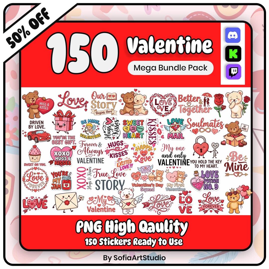 150+ Valentine's Day Mega Bundle Pack | Love & Heart Stickers Pack ...