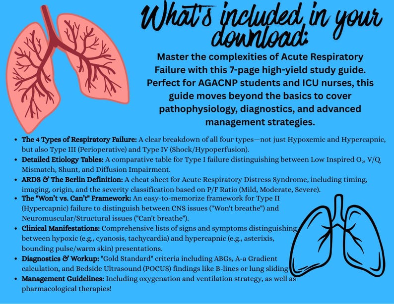 Acute Respiratory Failure Study Guide for AGACNP Students - Etsy