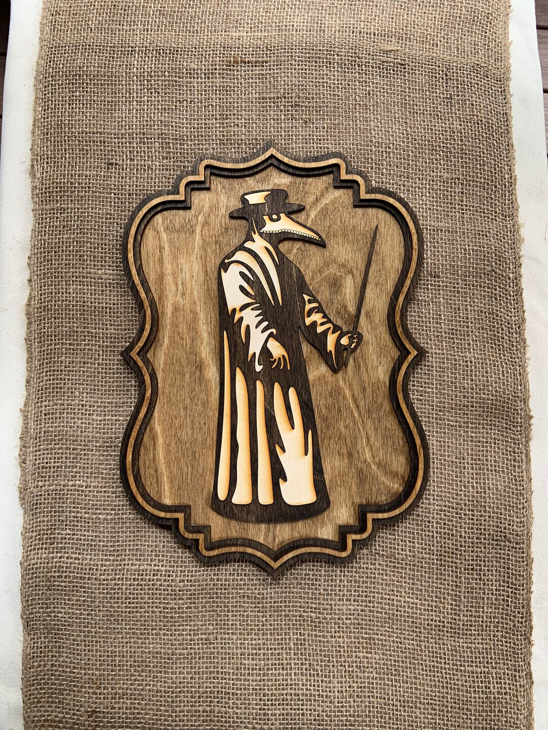 Male Plague Doctor on Plaque Laser Cut Wood Wall Decor - Etsy