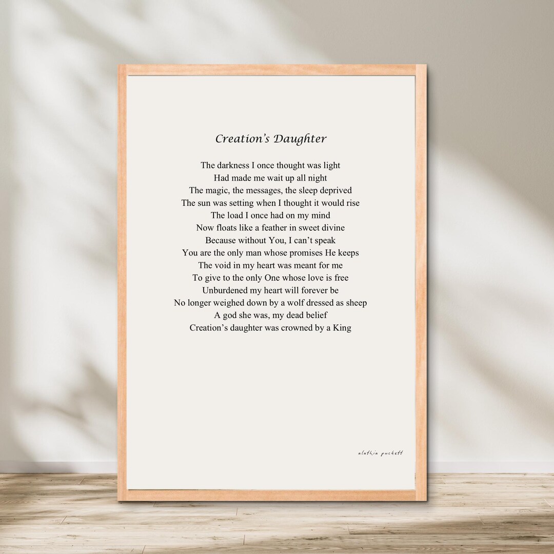Creation’s Daughter Poem Print — Minimalist Christian Wall Art ...