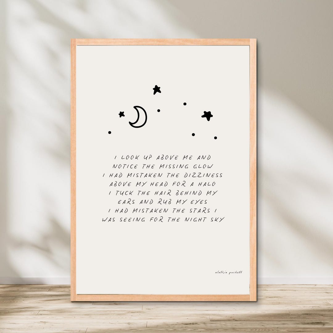 Moon and Stars Poem Print — Celestial Night Sky Art (digital Download ...