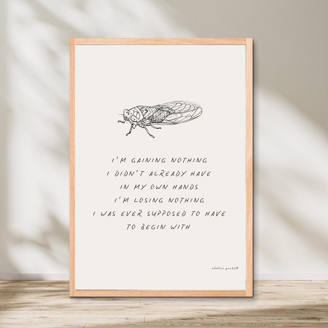 Cicada Poem Print — Minimalist Insect Poem, Inspirational Wall Decor ...