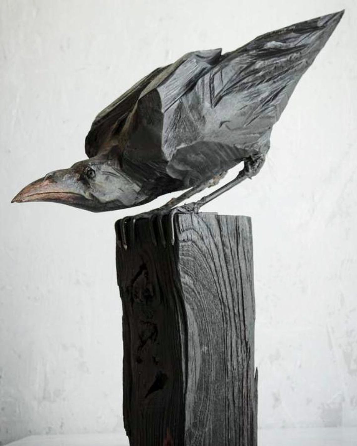Hand Painted Raven Statue • Gothic Home Decor • Dark Academia Crow ...