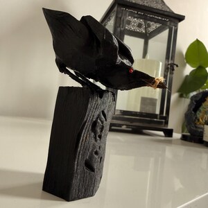 Hand Painted Raven Statue • Gothic Home Decor • Dark Academia Crow ...