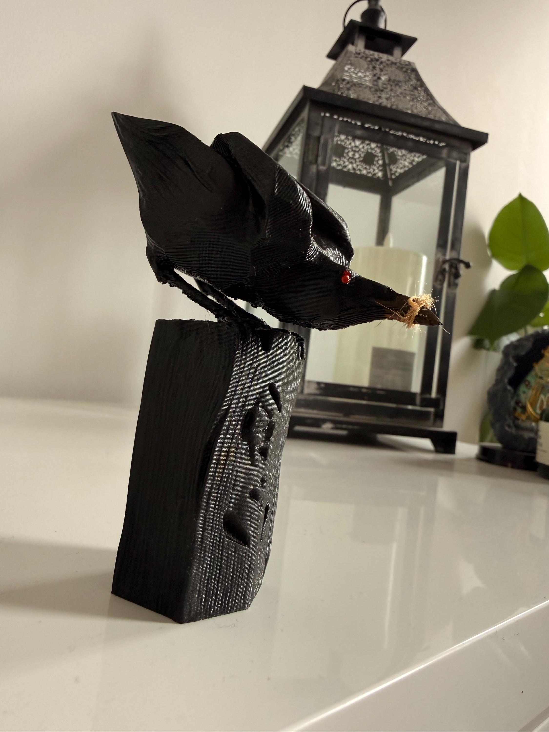 Hand Painted Raven Statue • Gothic Home Decor • Dark Academia Crow ...