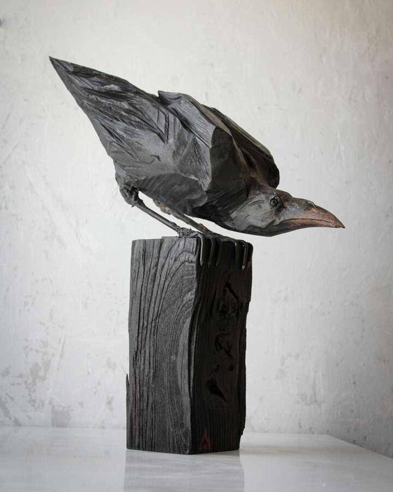 Hand Painted Raven Statue • Gothic Home Decor • Dark Academia Crow ...