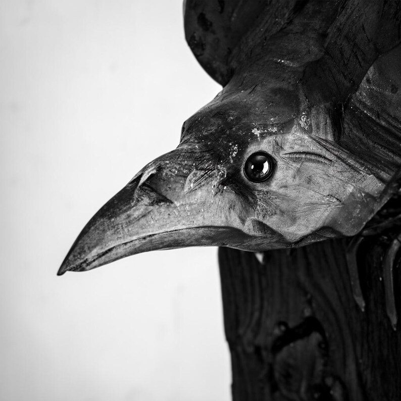 Hand Painted Raven Statue • Gothic Home Decor • Dark Academia Crow ...