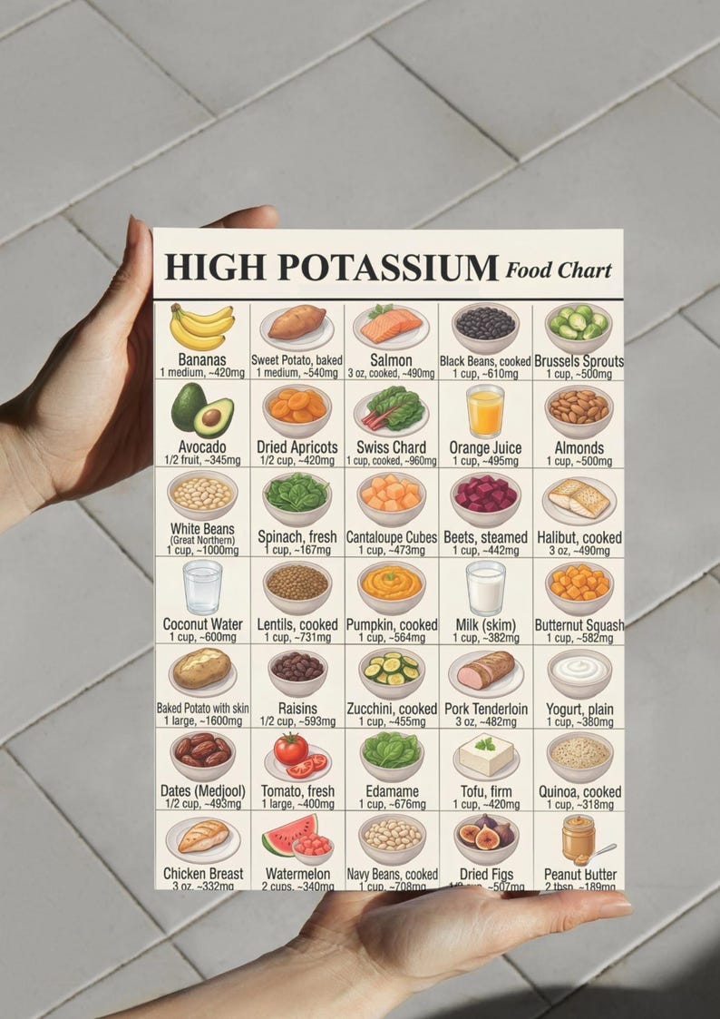 High Potassium Food Chart, Potassium-rich Foods List, Muscle Food Chart ...