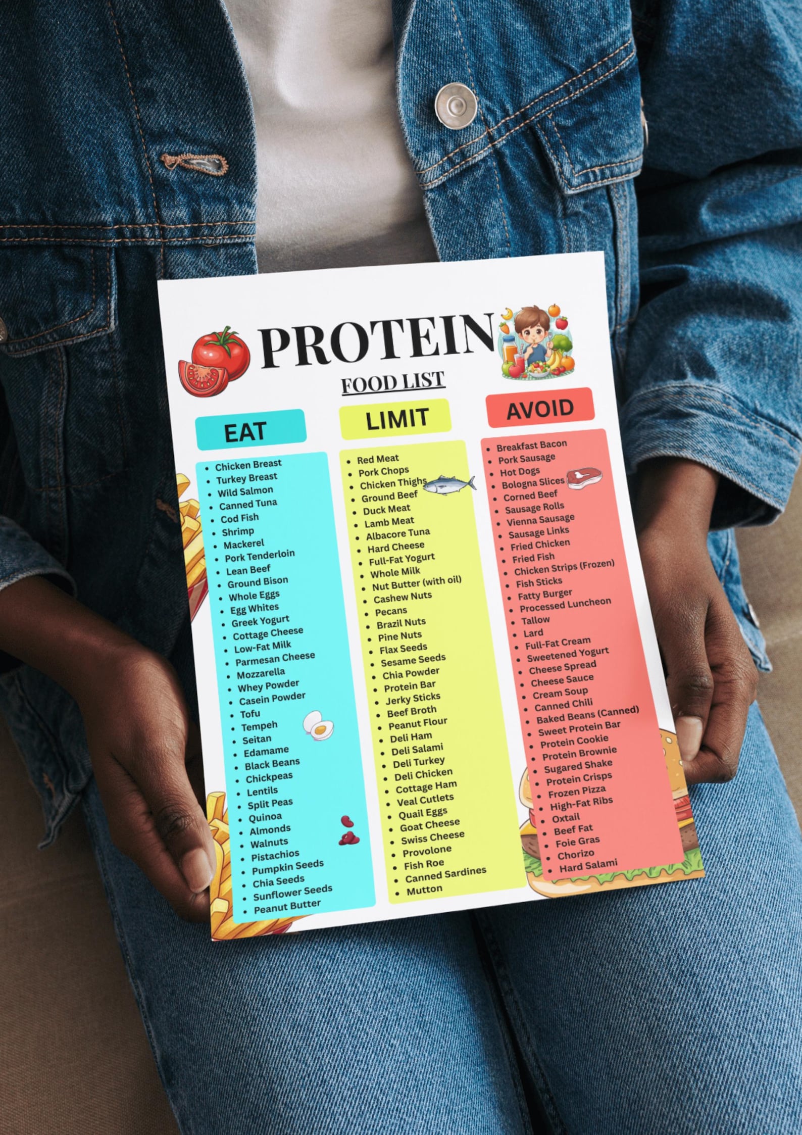 Protein Food List Printable | High Protein Foods Chart | Protein-rich ...