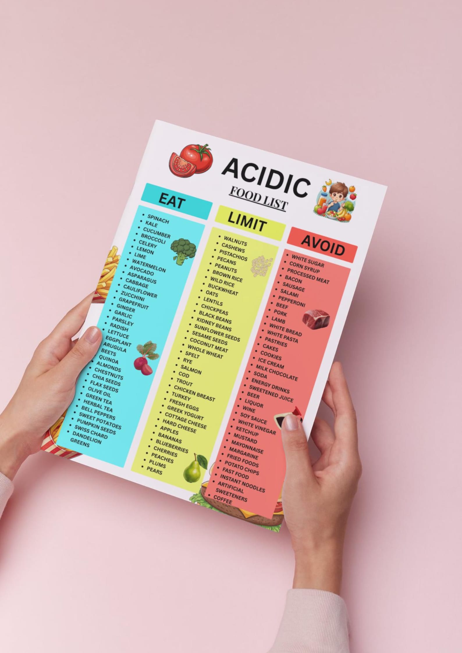 Acidic Food List Printable | Acid Reflux & GERD Food List | Eat Limit ...