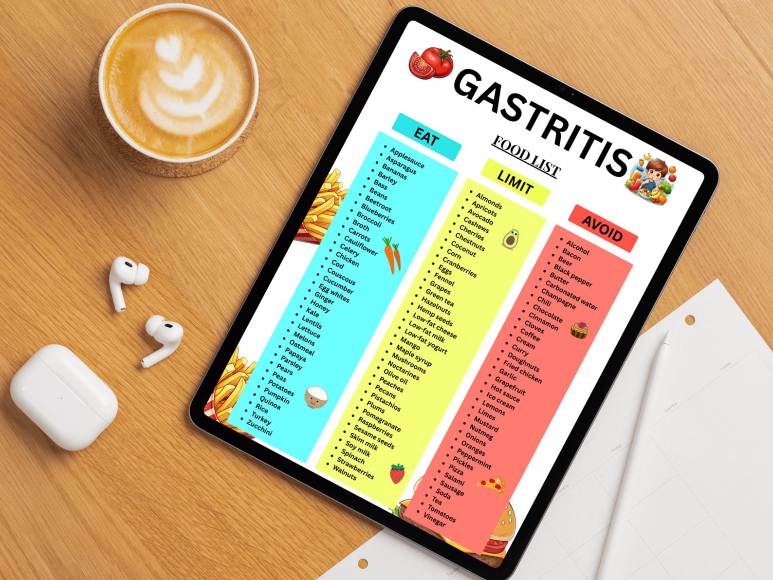 Gastritis Food List Printable Gastritis Diet Foods Chart Low Acid Foods ...