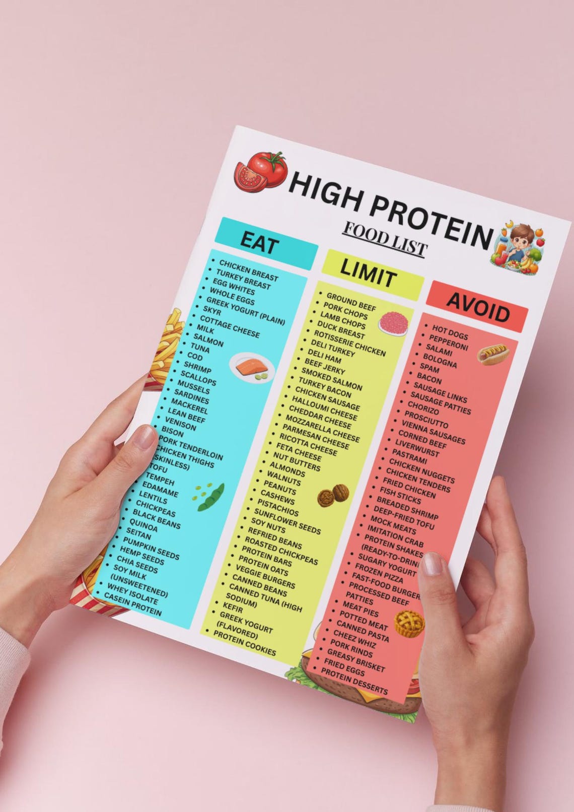 Protein Food List Printable | High Protein Foods Chart | Protein-rich ...