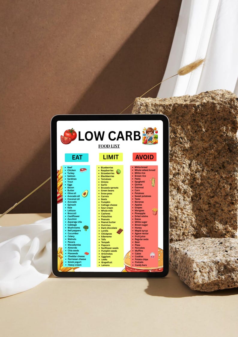 Low Carb Food List PDF, Printable Keto Grocery Chart, Keto & Diabetic ...