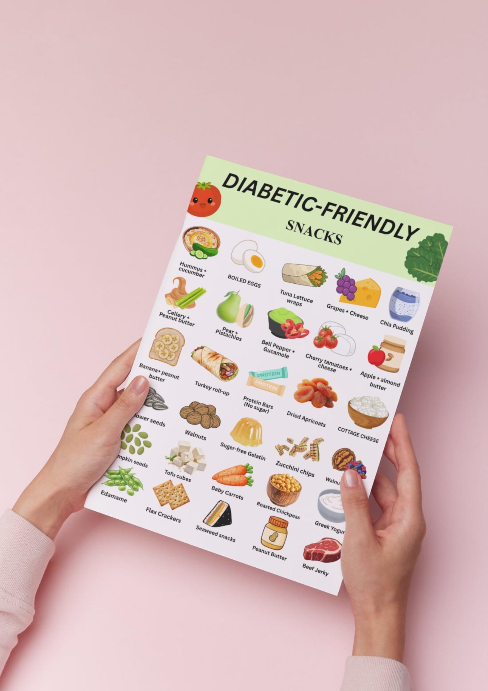 Diabetic-friendly Snack List Printable, Low Carb & High Protein Snacks ...