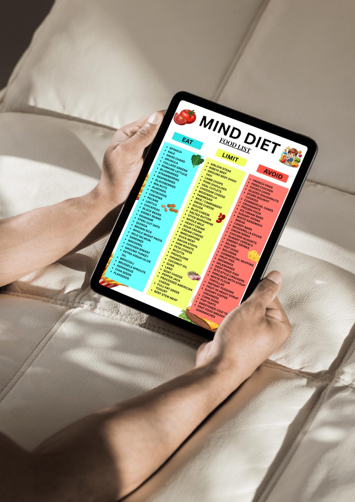 MIND Diet Food List, Brain-friendly Grocery Chart, Low Sugar DASH ...