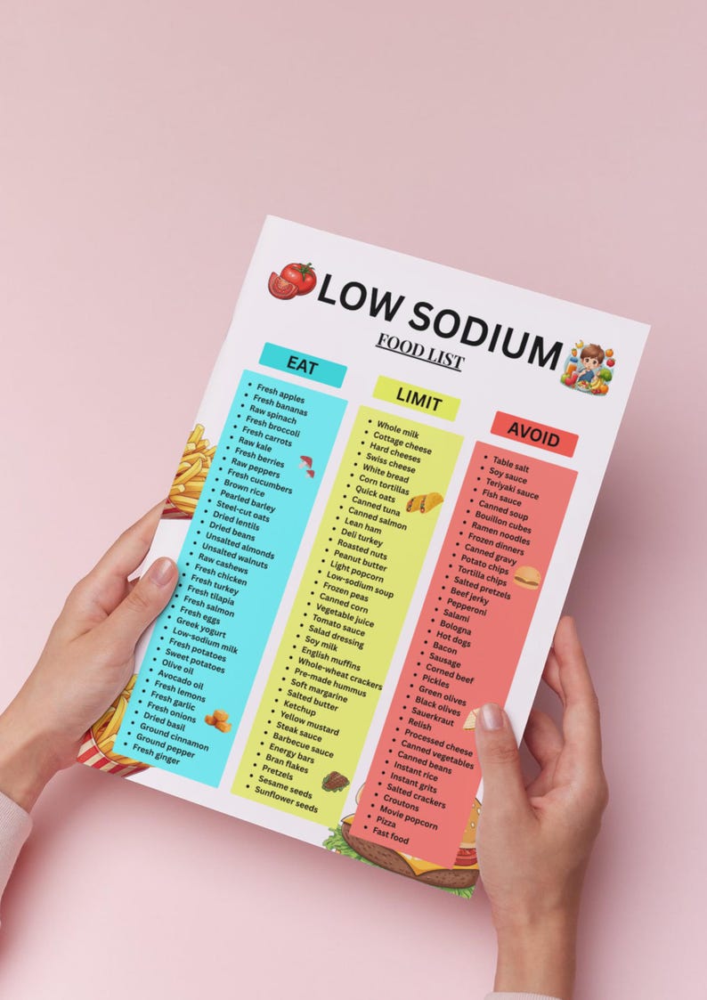 Low Sodium Food List Low Salt Meal Plan Chart Grocery List Guide for ...