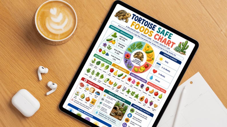 Tortoise Safe Foods Chart, Reptile Feeding Guide Printable Image, A4 US ...