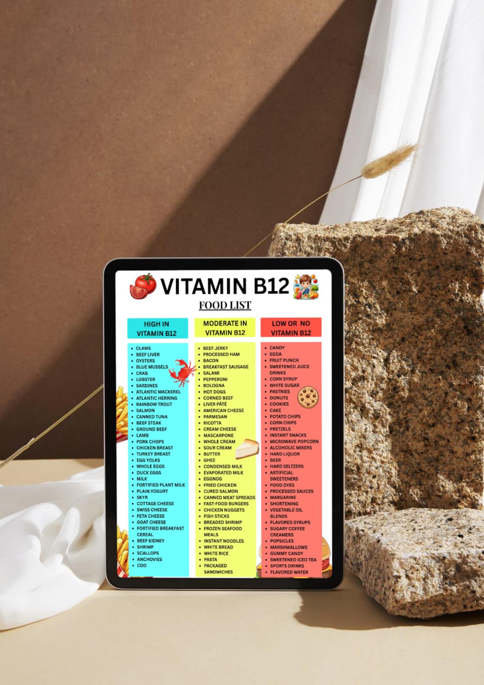 Vitamin B12 Food List, B12 Foods Chart, High B12 Foods, Low B12 Foods ...