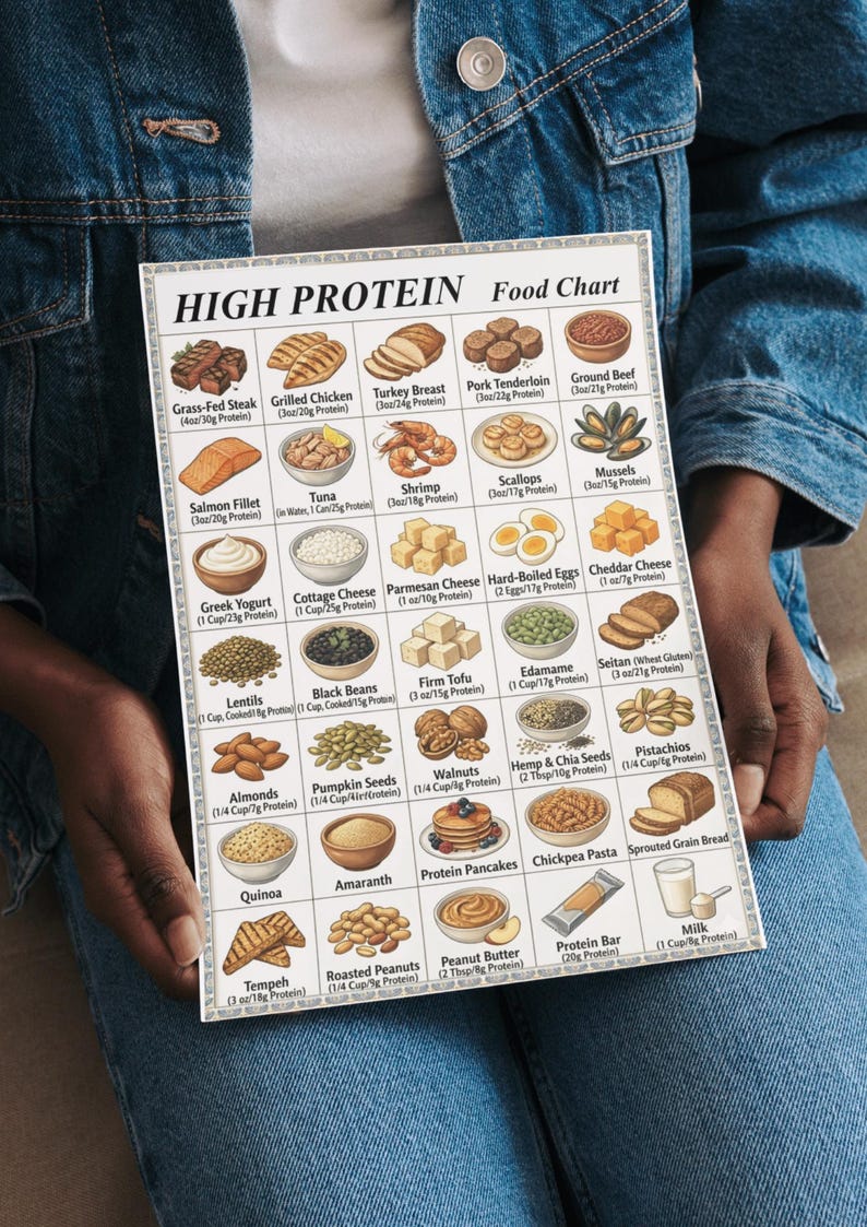 Protein Food List Printable | High Protein Foods Chart | Protein-rich ...