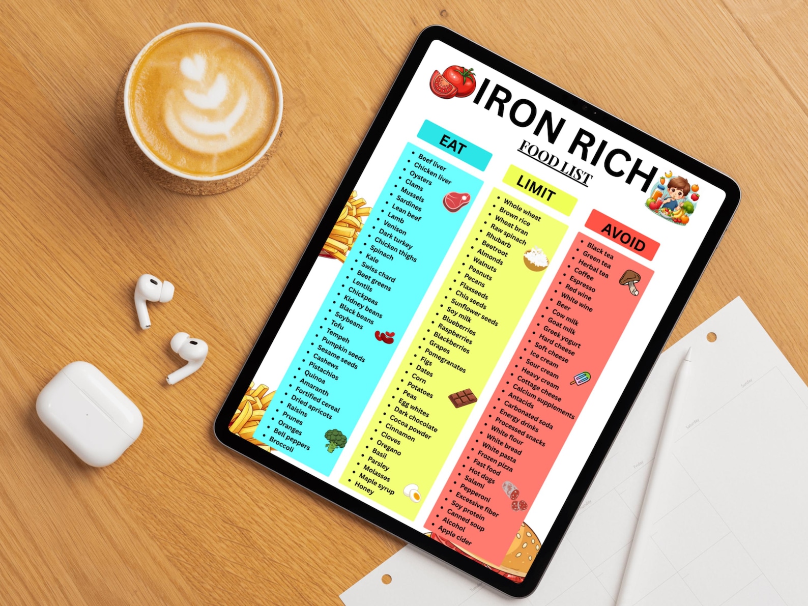High Iron Foods List Printable, Iron-rich Chart PDF, Foods High in Iron ...