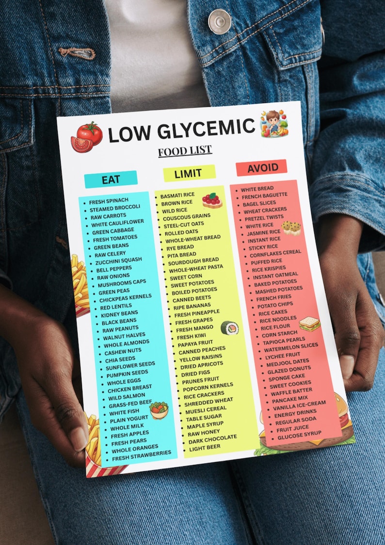 Low Glycemic Food List Printable, Grocery List for Diabetes, PCOS ...