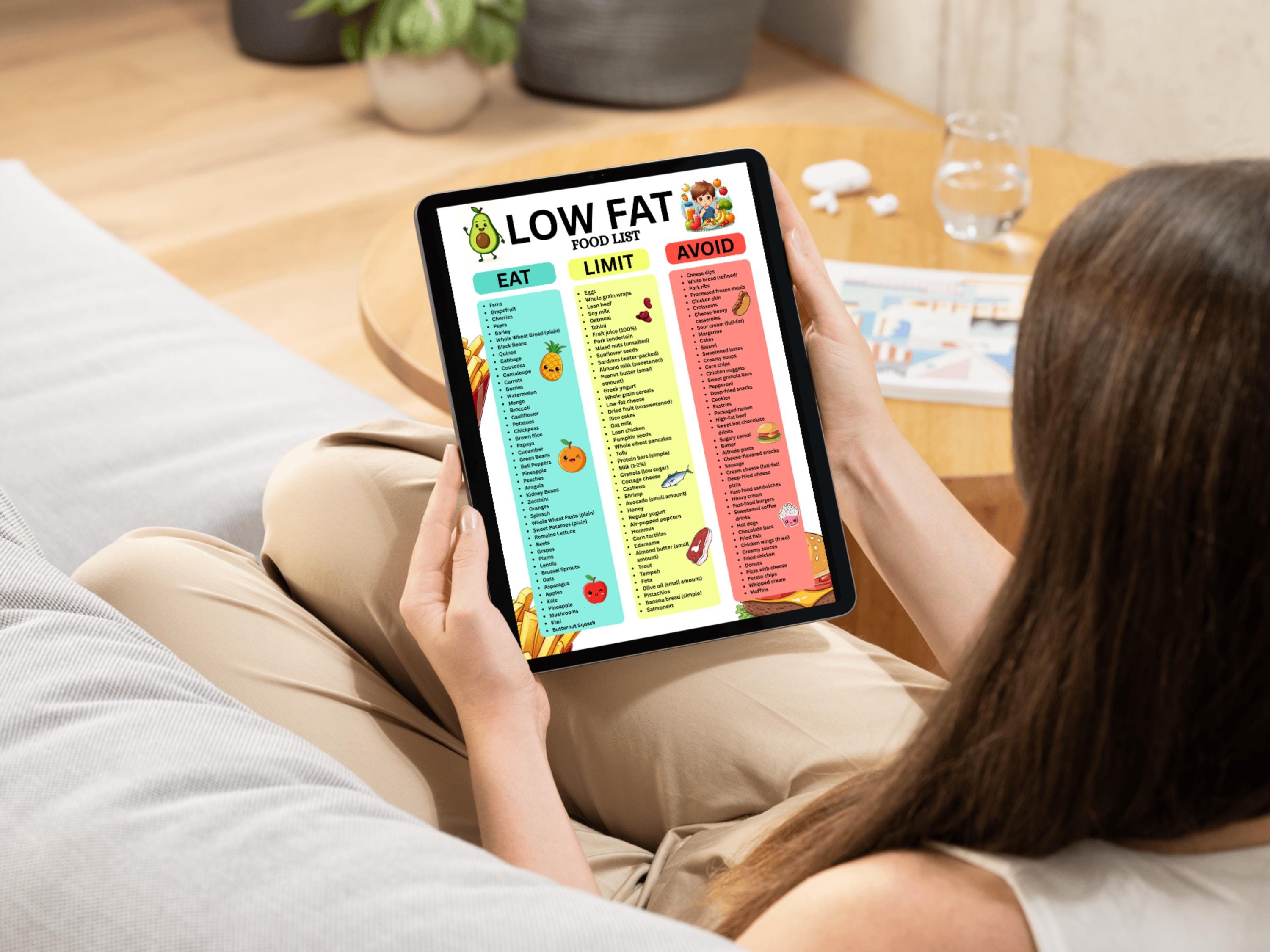 Low Fat Food List Printable | Low-fat Foods Chart | Eat Limit Avoid ...