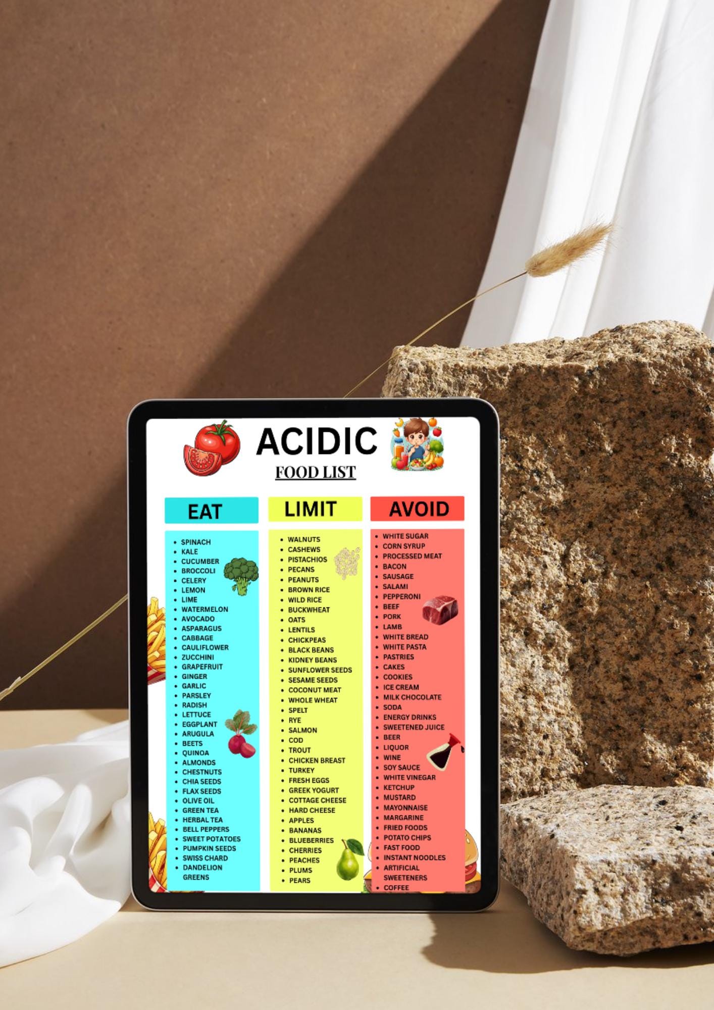 Acidic Food List Printable | Acid Reflux & GERD Food List | Eat Limit ...