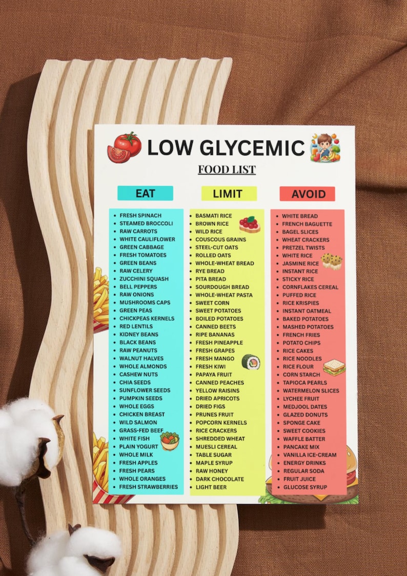 Low Glycemic Food List Printable, Grocery List for Diabetes, PCOS ...