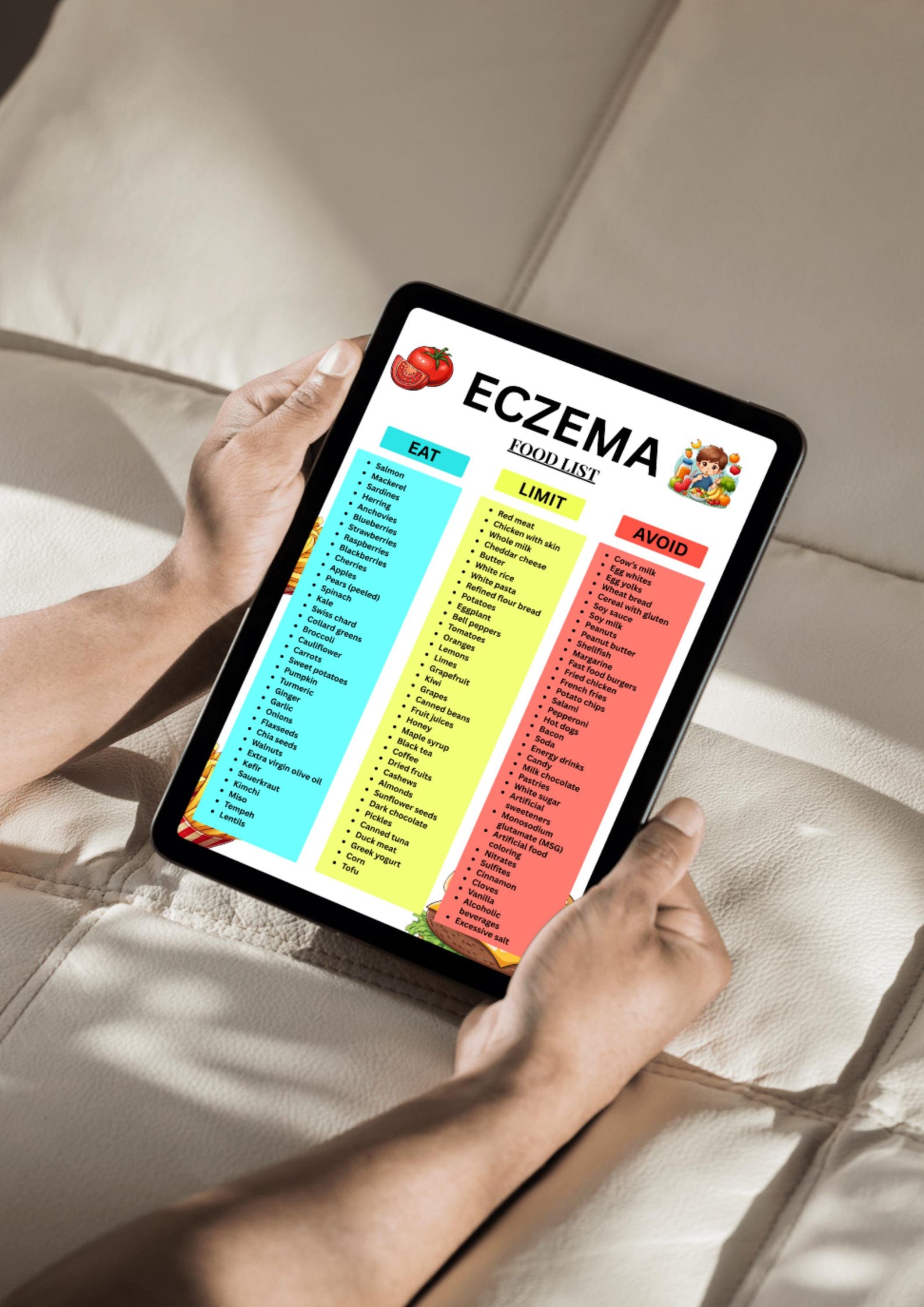 Eczema Diet Food List, Anti-inflammatory Foods Printable, Skin-friendly ...