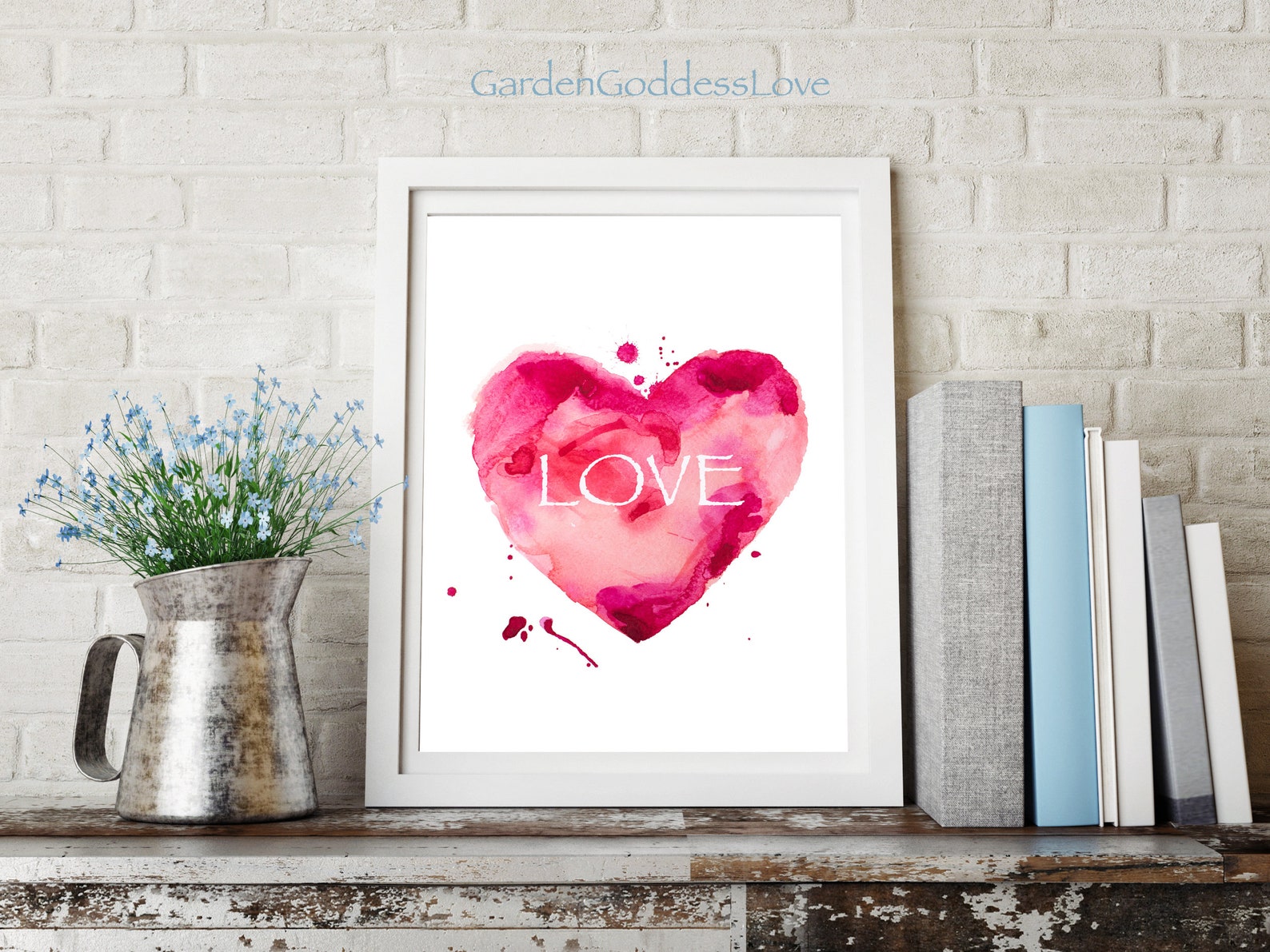 Heart Love Watercolor Heart, Love Inspired Art Print, Instant Digital ...