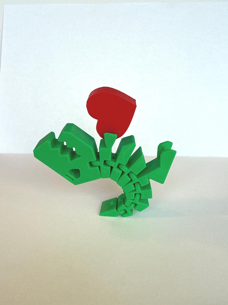 Flexi Dino Rex With Heart Desk Toy Articulated 3D Print Valentine's Day ...