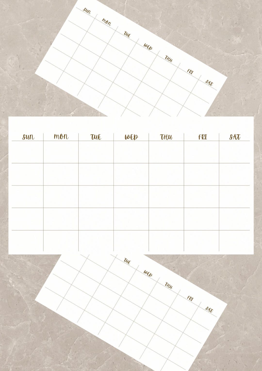 Blank Monthly Calendar Printable, Horizontal Calendar Layout (PDF ...
