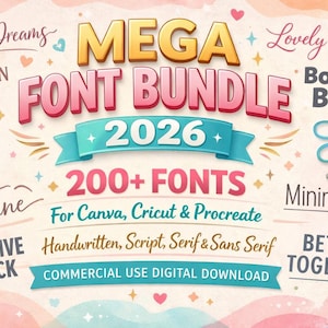 200+ Font Mega Bundle: Script, Serif, & Handwritten Fonts (commercial Use, Digital Download) - Etsy