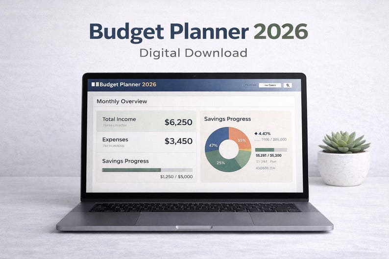 Annual Budget Planner 2026 Excel Template - Yearly Finance Organizer ...