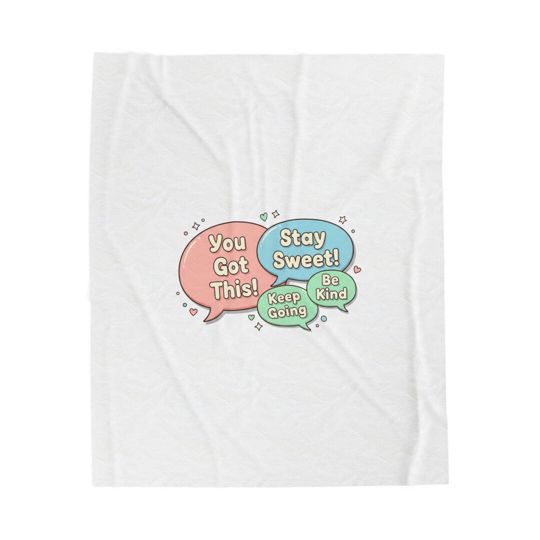Self-care Speech Bubbles Velveteen Plush Blanket | Playful ...