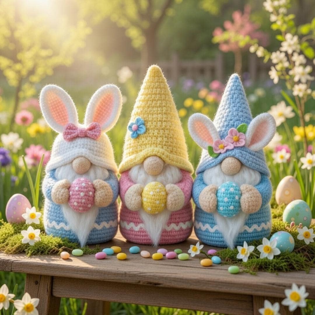 Easter Gnomes Crochet Pattern Bundle of 3 – Bunny Gnome, Flower Gnome ...