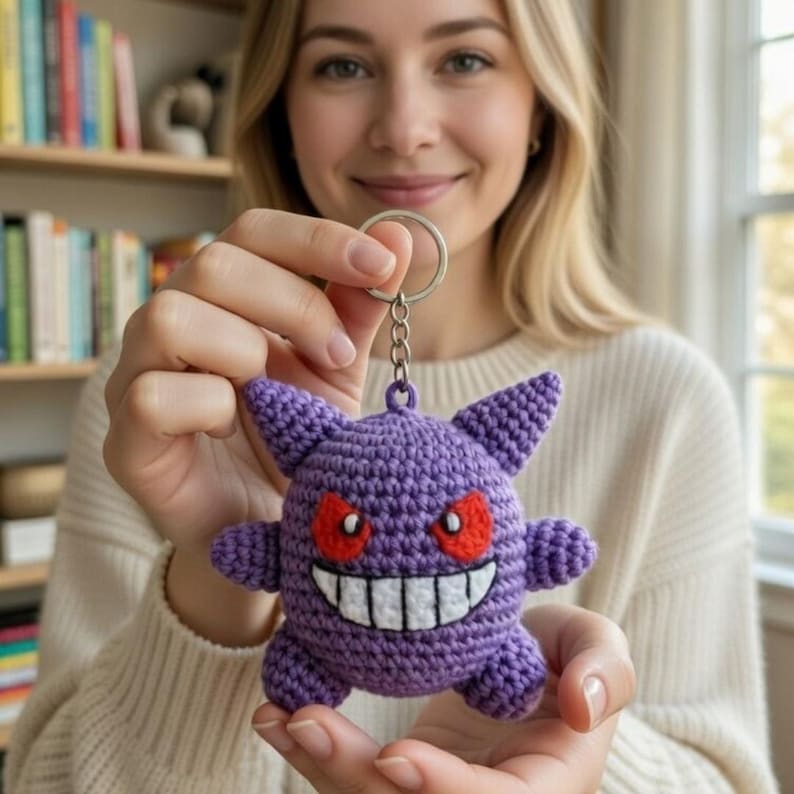 Gengar Keychain Crochet Pattern: Pokemon Amigurumi Toy (PDF File) - Etsy